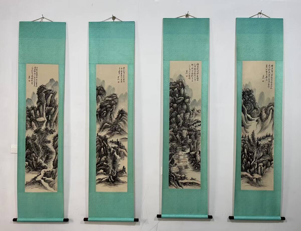 Yahoo!オークション - 御泓軒 中国書画 『近時代・黄賓虹筆・山水図四...