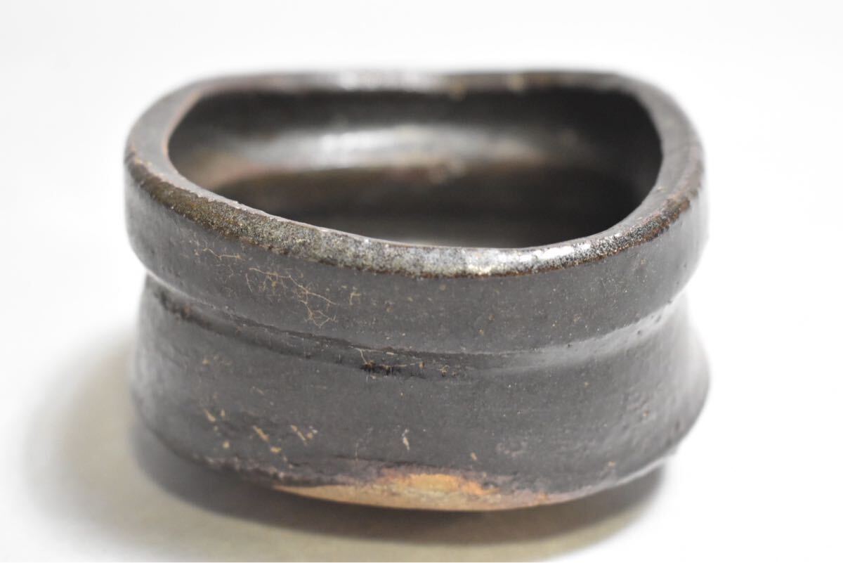 Yahoo!オークション - 【英】A193 時代 黒織部茶碗 日本美術 美濃焼 茶...