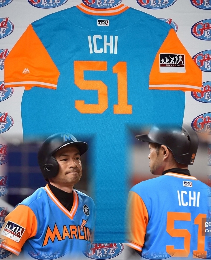 【樂淘letao】日本代購代標第一品牌－GE★幻100%本物正規品！イチロー2017年愛称「ICHI」「プレーヤーズ・ウィークエンド 」マーリンズ オーセンティック ユニフォーム#大谷翔平