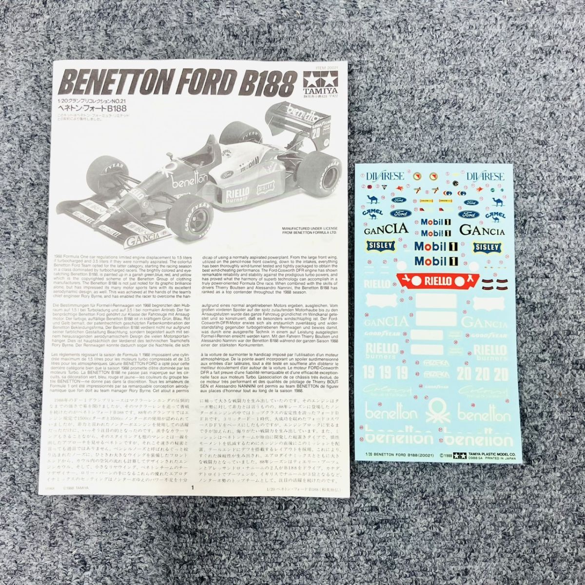 Yahoo!オークション - P419-Z22-168 TAMIYA タミヤ No.21 BENETTON FOR...