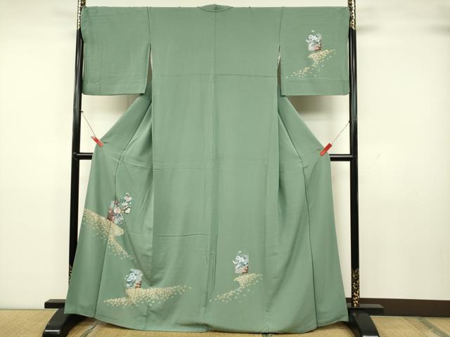 Yahoo!オークション - 平和屋着物 訪問着 色紙重ね枝花文 金銀彩 正絹 ...