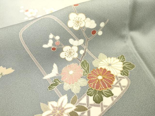 Yahoo!オークション - 平和屋着物 訪問着 単衣 駒刺繍 花籠文 暈し染め...