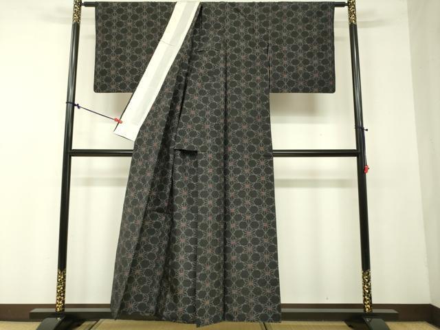 Yahoo!オークション - 平和屋着物 上質な紬 単衣 麻の葉文様 正絹 逸品...