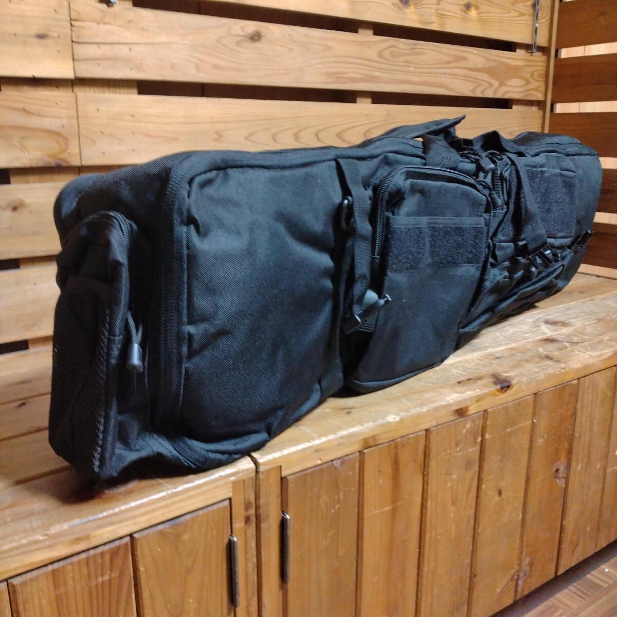 Yahoo!オークション - 美品 ガンケース W100cm ブラック/黒 2本収納 ラ...