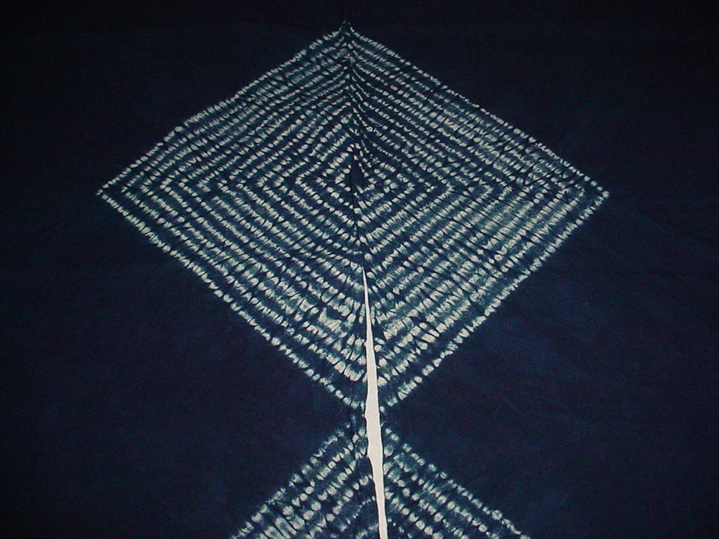 Yahoo!オークション - 【 藍染のれん「 二連菱 」 藍染 絞り加工 のれ...