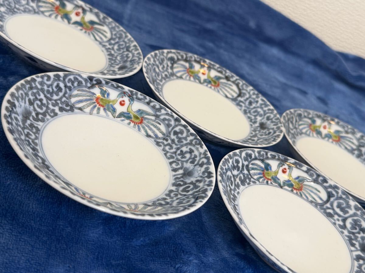Yahoo!オークション - 旧家蔵出し 平戸焼 禮弓作色絵皿 5枚組 五枚組 ...