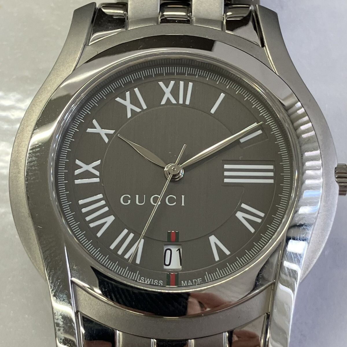 Yahoo!オークション - E002-U13-4169 GUCCI グッチ ラウンドフェイス腕...