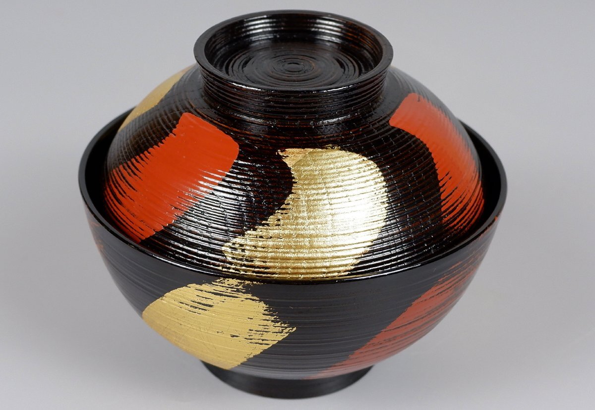 Yahoo!オークション - 【MKA】2代村瀬治兵衛 金朱ハケメ椀盛 六客 共箱...