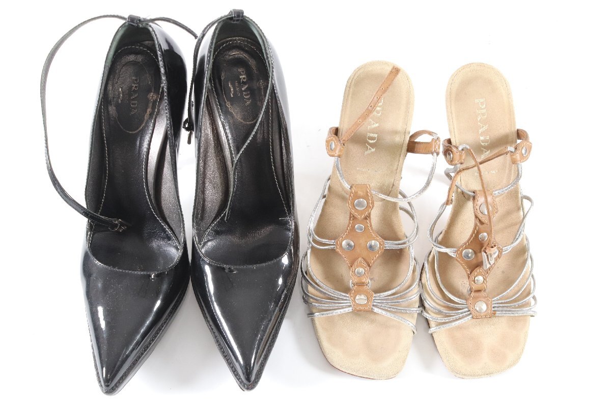 Yahoo!オークション - 【6点】 プラダ PRADA 38 37 1/2 サンダル 靴 ま...