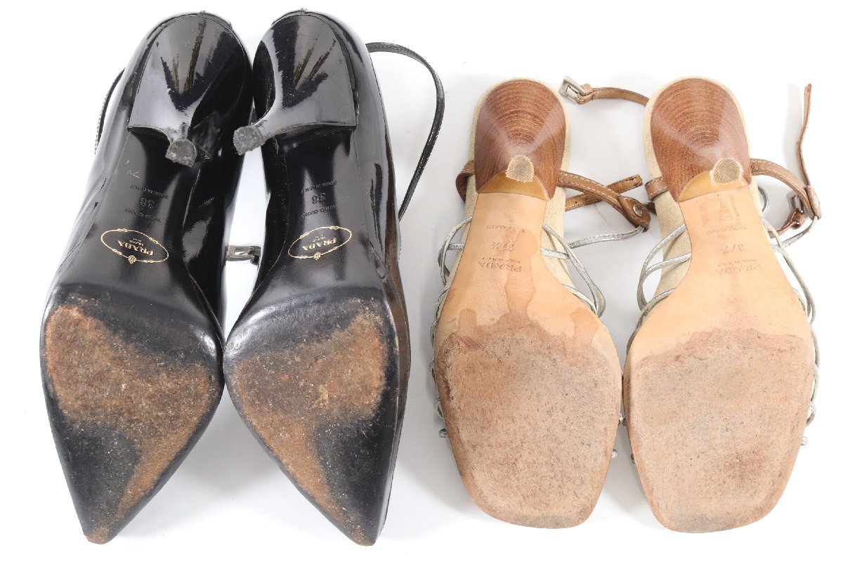 Yahoo!オークション - 【6点】 プラダ PRADA 38 37 1/2 サンダル 靴 ま...