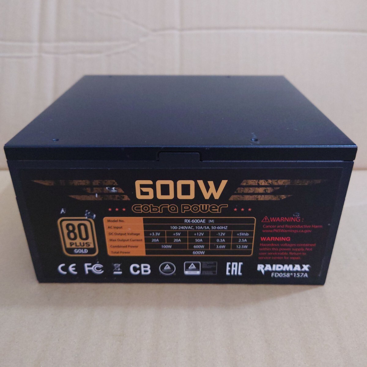 Yahoo!オークション - 美品正常電圧確認 GOLD 600W フルプラグイン RAI...