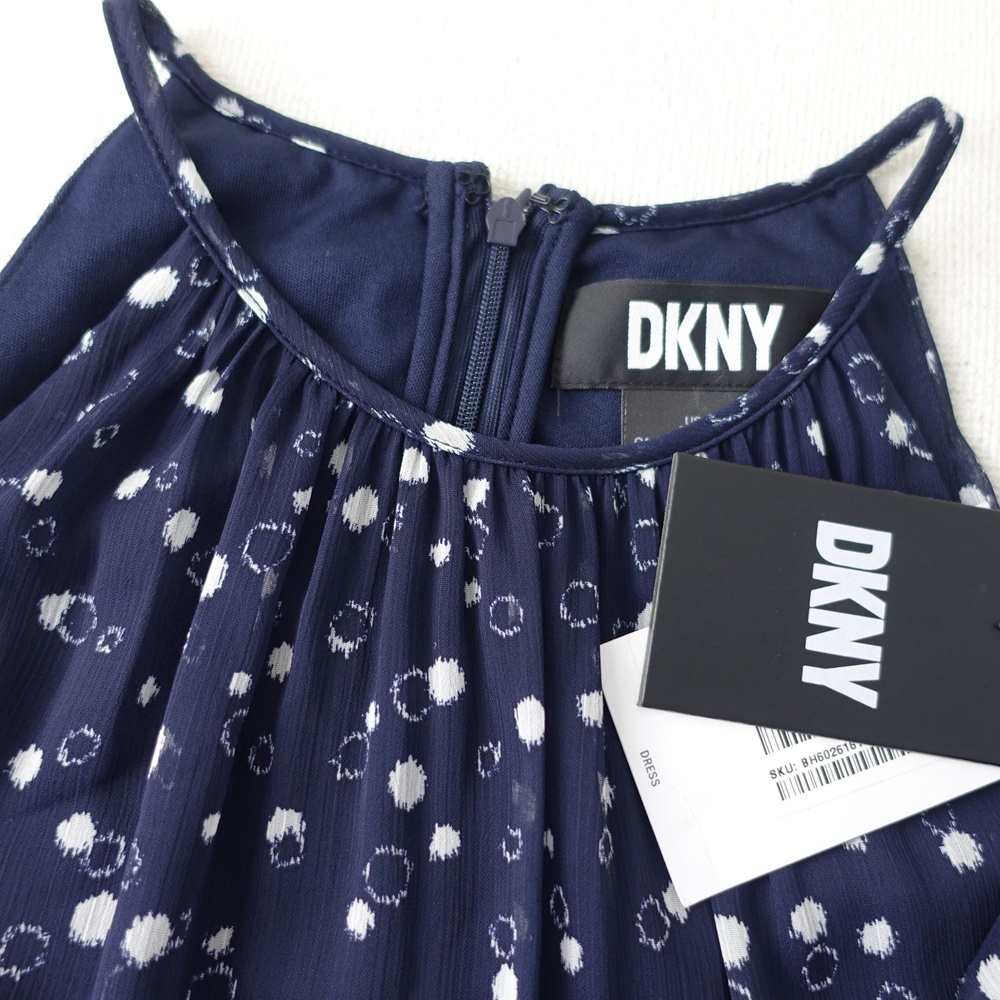 Yahoo!オークション - 新品DKNY 4/9号から11号相当 紺 白 ドット柄 絣...
