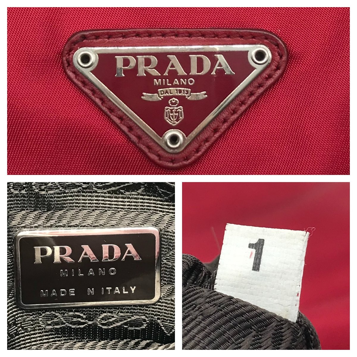 Yahoo!オークション - 1円 良品 PRADA プラダ 三角ロゴ プレート テス...