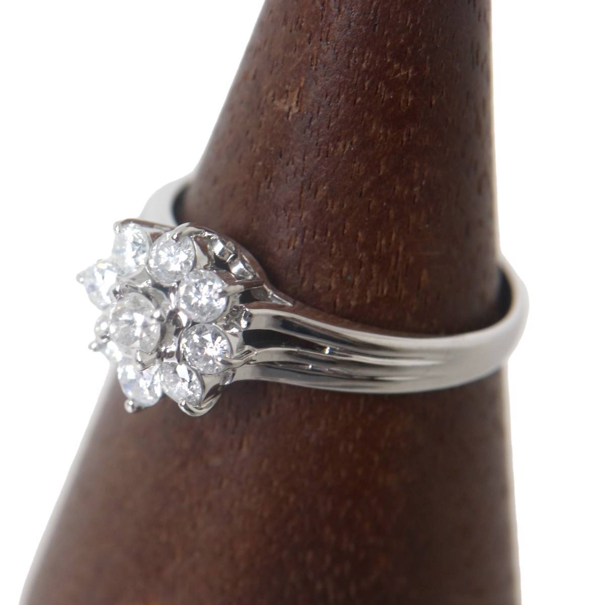 Yahoo!オークション - ダイヤリング フラワーモチーフ 指輪 Pt900 プ...