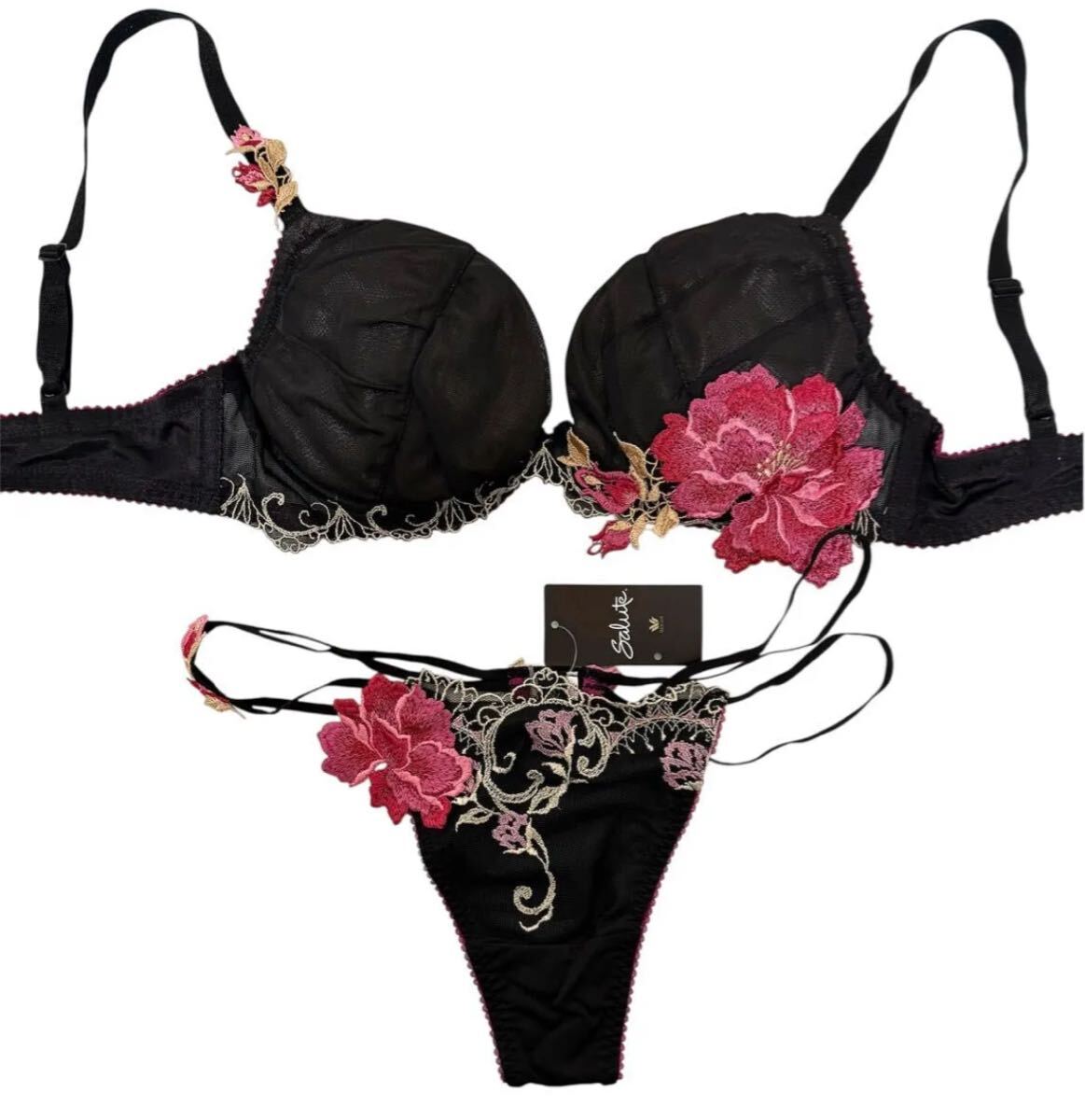 Yahoo!オークション - サルート ブラ&Tバックセット G65 M ブラック未...