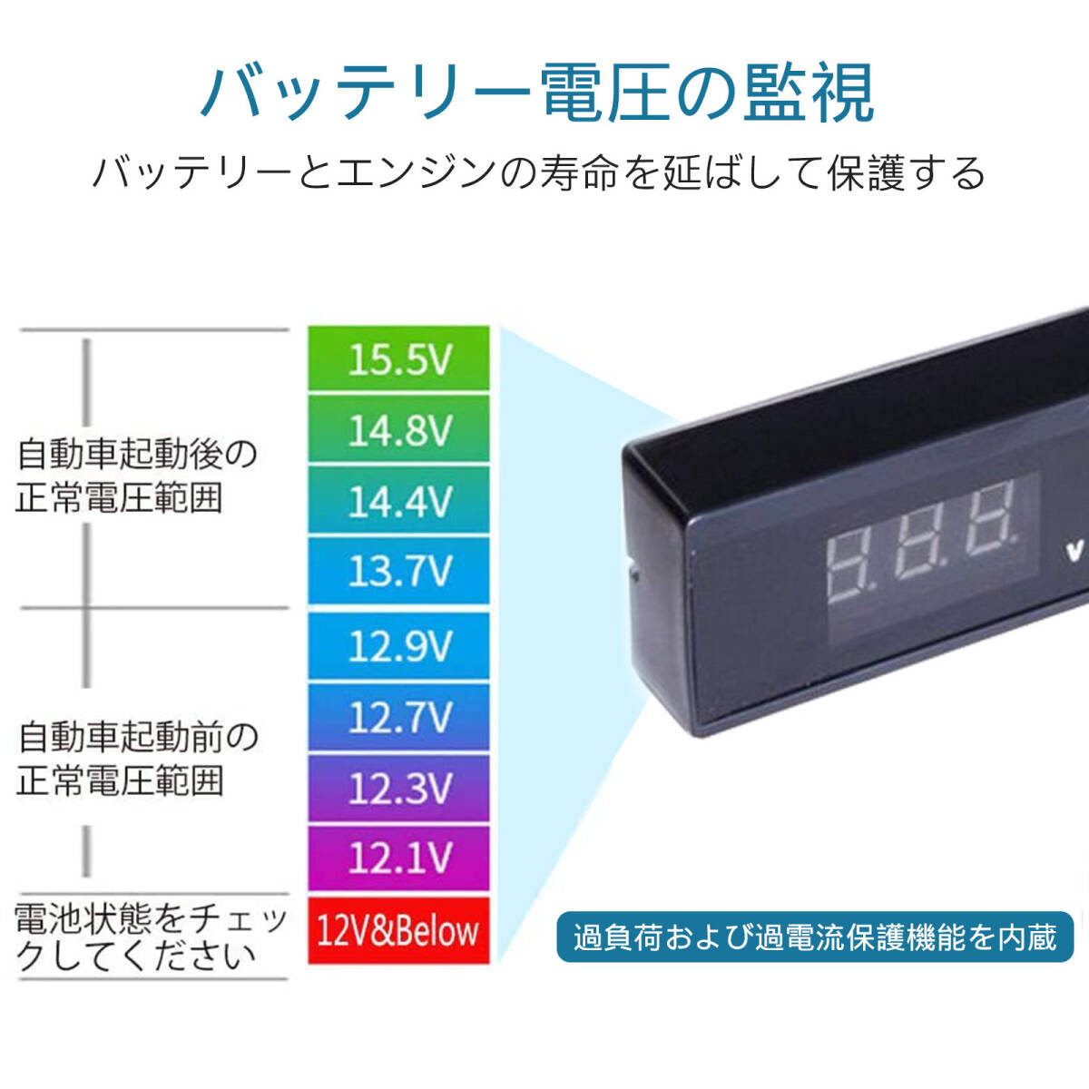 Yahoo!オークション - 車載用電圧測定器 車・バイク用電圧計 シガーラ...