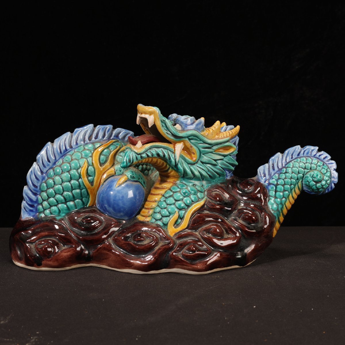 Yahoo!オークション - 【珍品堂】1円から G97-J03 九谷焼 置物 染錦 龍...