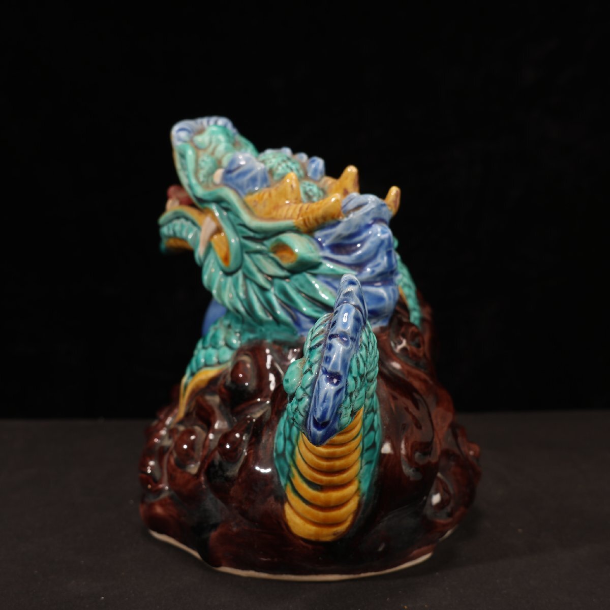 Yahoo!オークション - 【珍品堂】1円から G97-J03 九谷焼 置物 染錦 龍...