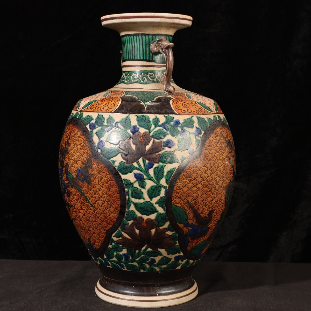 Yahoo!オークション - 【珍品堂】1円から L54-V03 九谷焼 耳付花瓶 色...