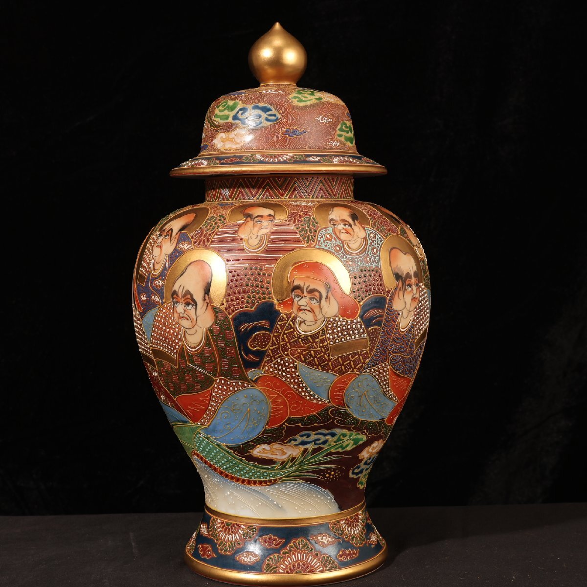 Yahoo!オークション - 【珍品堂】1円から T23-V08 薩摩 沈香壺 色絵 金...