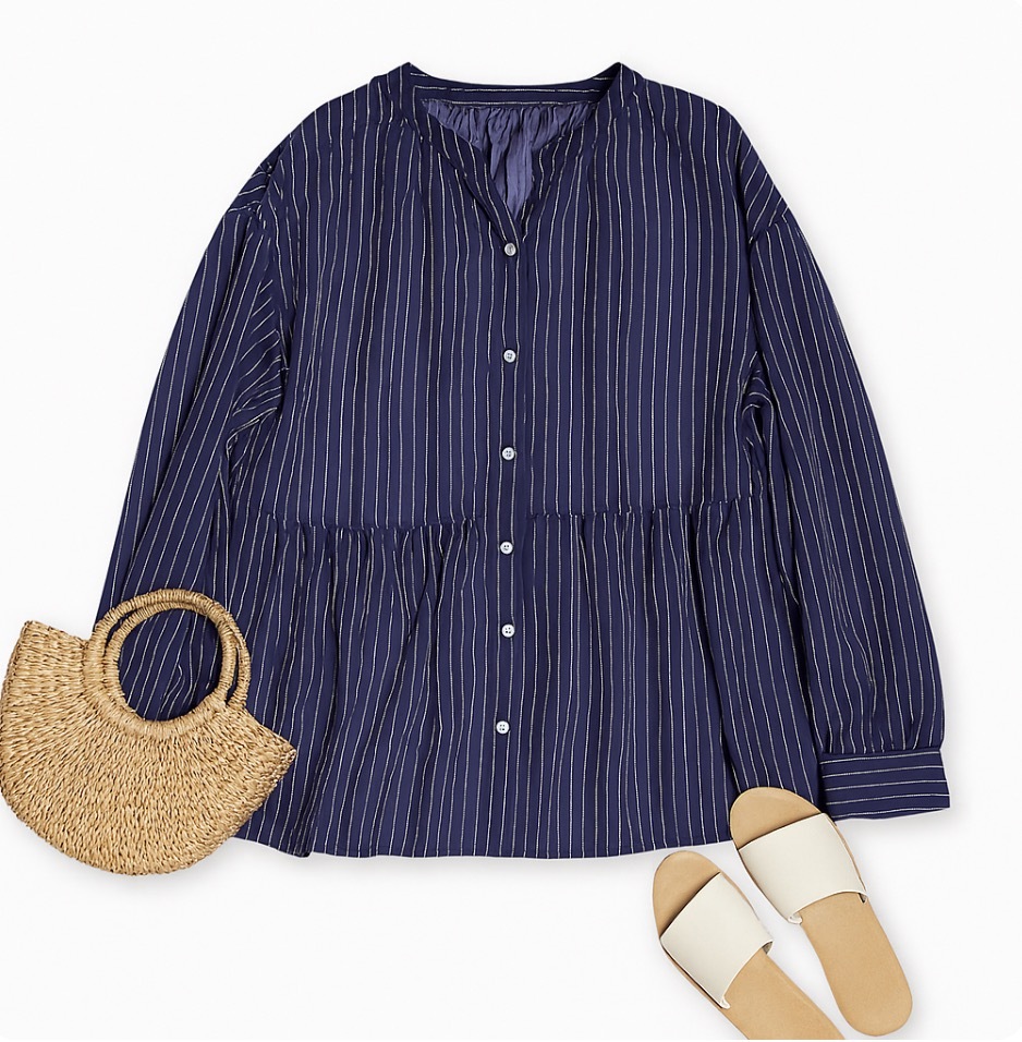 Yahoo!オークション - 100円＠J413@ Samansa Mos2 ストライプ ギャザー...