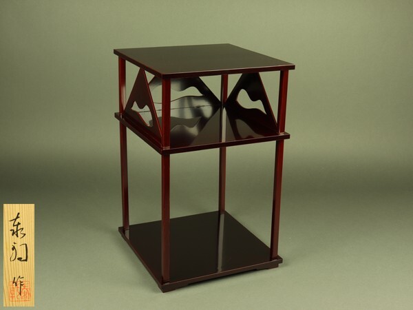 Yahoo!オークション - 【宇】3276 大村泰軒作 即中斎好 鱗透二重棚 共...