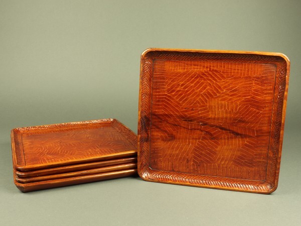 Yahoo!オークション - 【宇】2783 讃岐彫 四方盆 懐石膳 五客