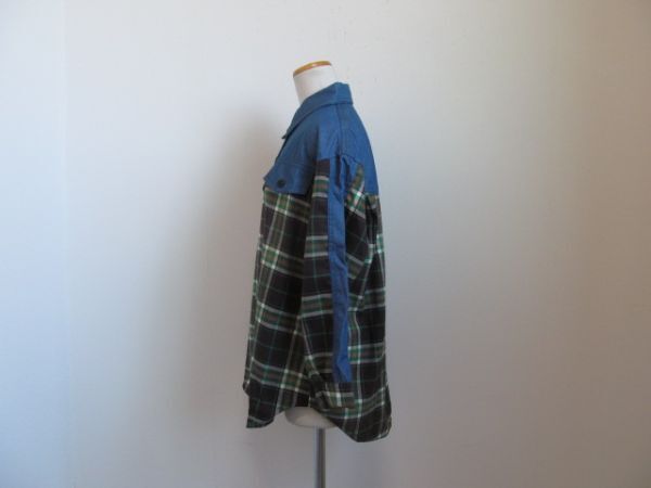 Yahoo!オークション - (61600)レディース デニム チェック 長袖 シャツ...