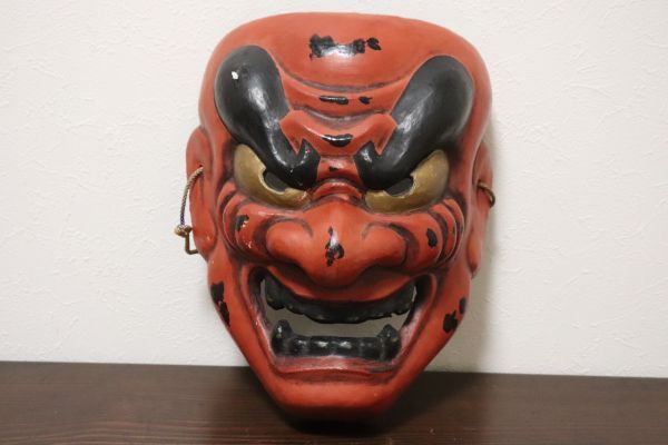 Yahoo!オークション - 古そうな張子の能面 顰 狂言面 神楽面 n705