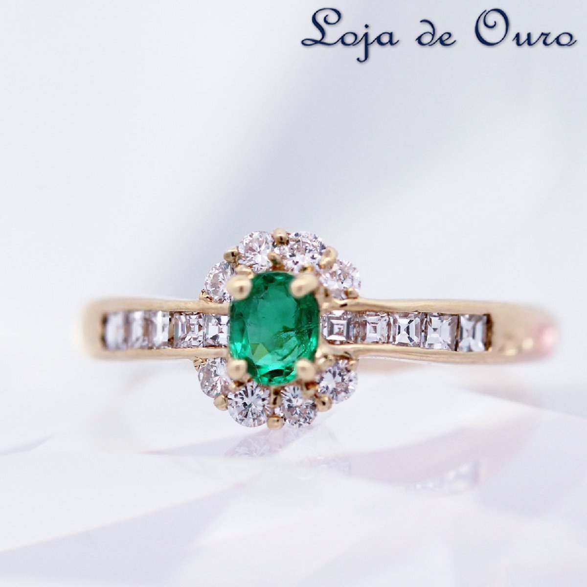 Yahoo!オークション - エメラルド0.21ct ダイヤモンド0.37ct K18YG 5...