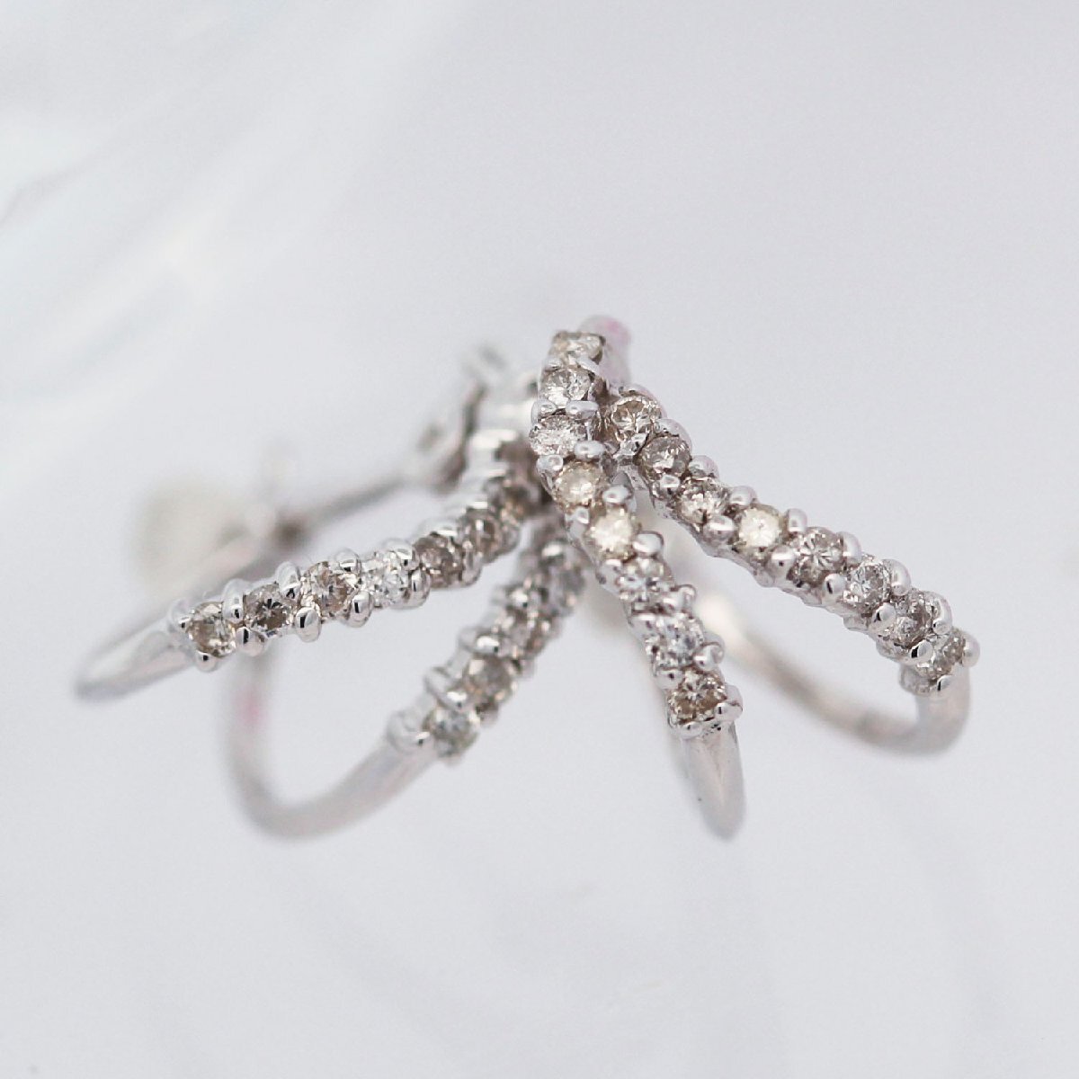 Yahoo!オークション - ダイヤモンド0.20ct K14WG おしゃれ デザイン 4...