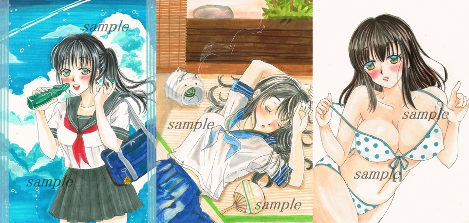 Yahoo!オークション - 1825 オリジナル手描きイラストまとめ売り11点 A...