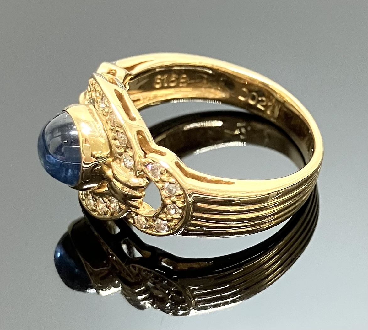 Yahoo!オークション - K18 ゴールド ブルーサファイア1.68ct ダイヤモ...