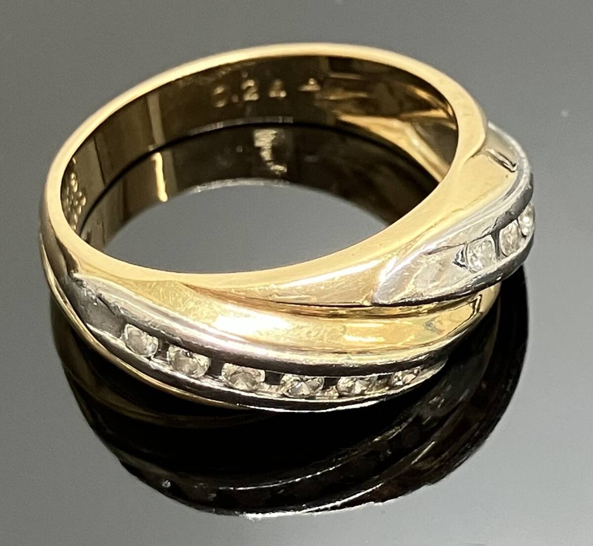 Yahoo!オークション - K18 Pt900 コンビ ダイヤモンド0.24ct 12号5.8g ...