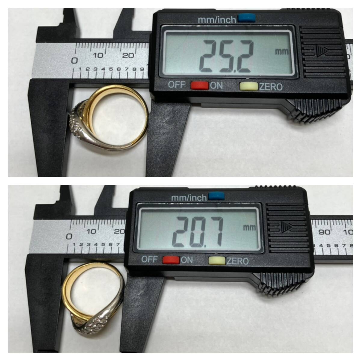 Yahoo!オークション - K18 Pt900 コンビ ダイヤモンド0.46ct 13号 8.7g...