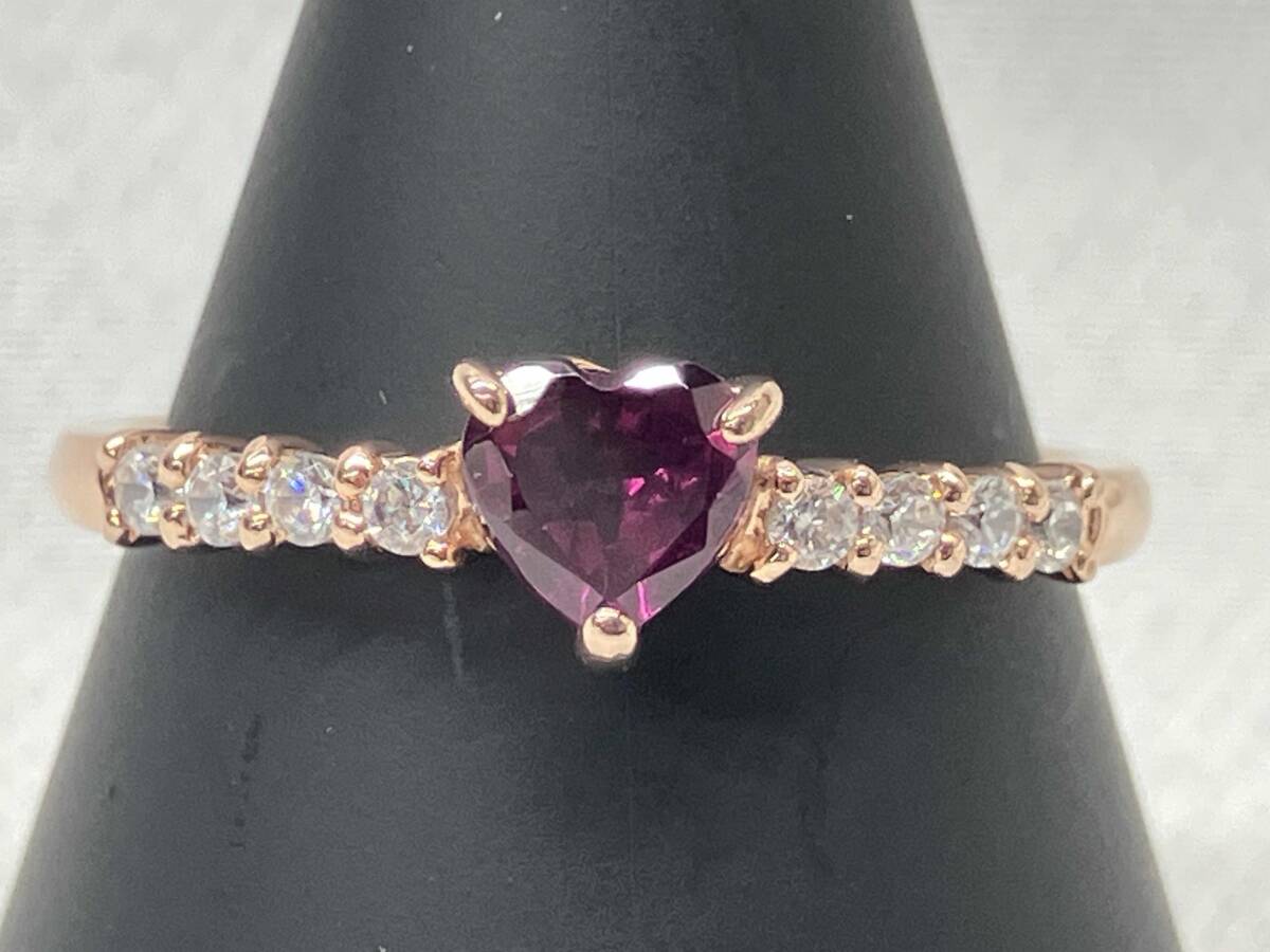 Yahoo!オークション - K10 ＃15 約1.3g リング CZ カラーストーン 赤 ...