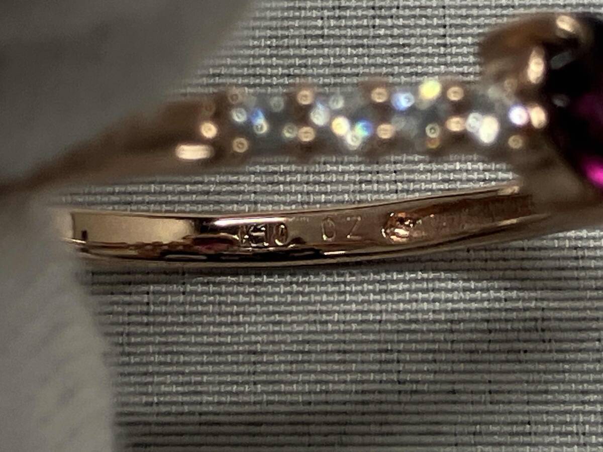 Yahoo!オークション - K10 ＃15 約1.3g リング CZ カラーストーン 赤 ...