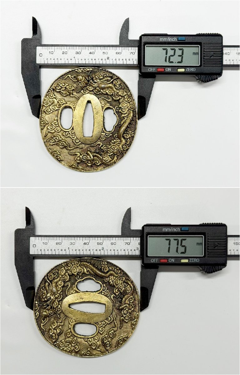 Yahoo!オークション - 鍔 つば 雲龍図 無銘 丸型 重量 約168g 刀装具 ...