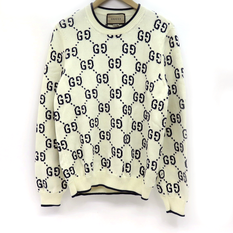 Yahoo!オークション - 171s GUCCI グッチ GGジャガード クルーネック ...