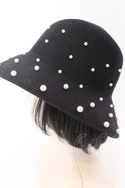 Yahoo!オークション - axes femme / パールモチーフハット 58cm クロ...