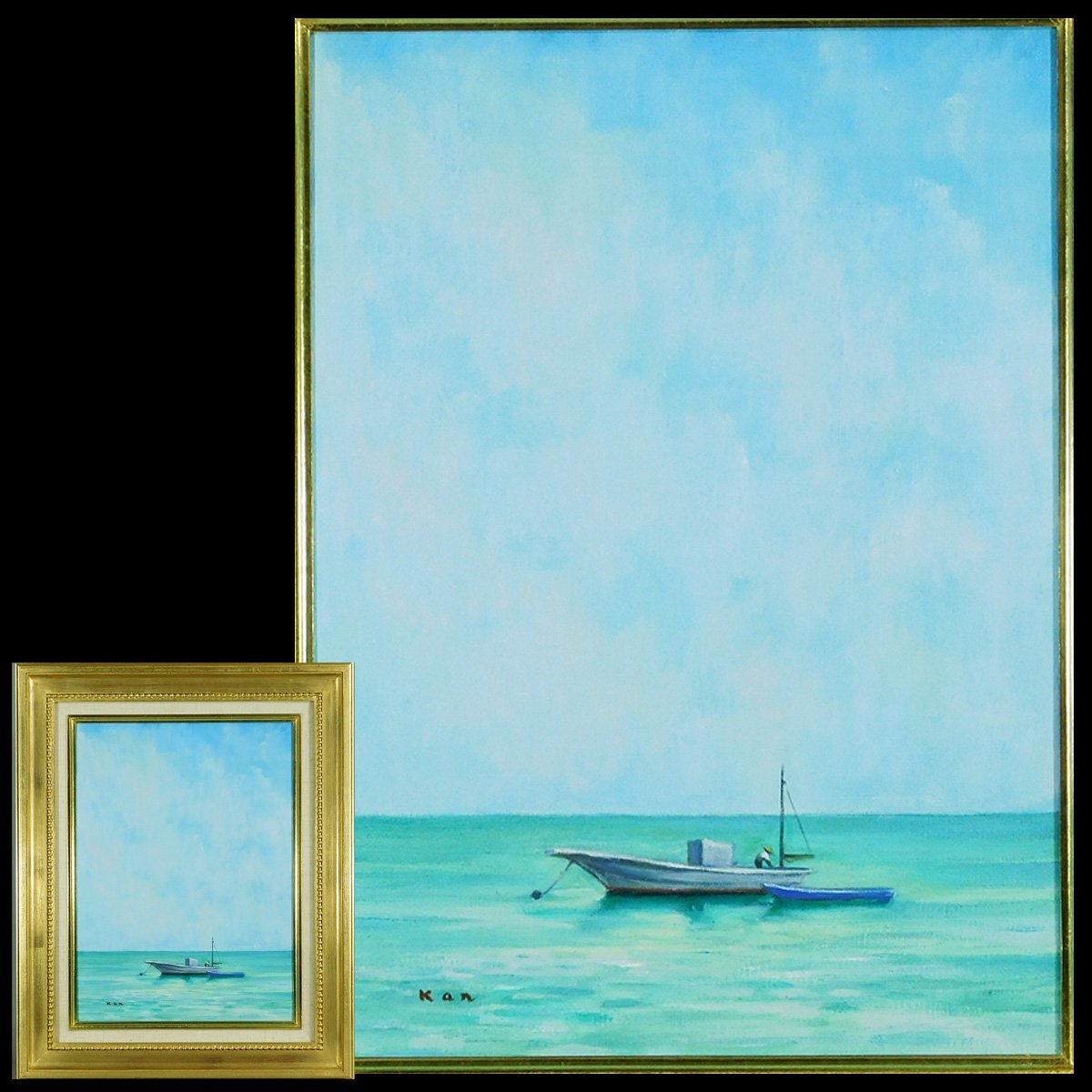 Yahoo!オークション - 入江観「滞船」油彩 P8 85年作 額装 日動画廊取...