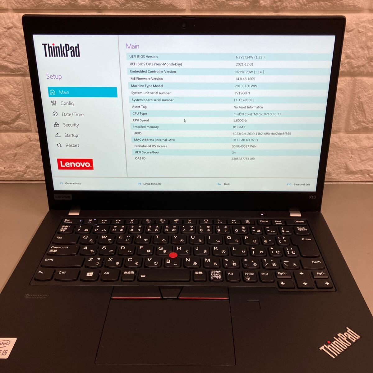 Yahoo!オークション - B117 Lenovo ThinkPad X13 Core i5 10210U メモ...