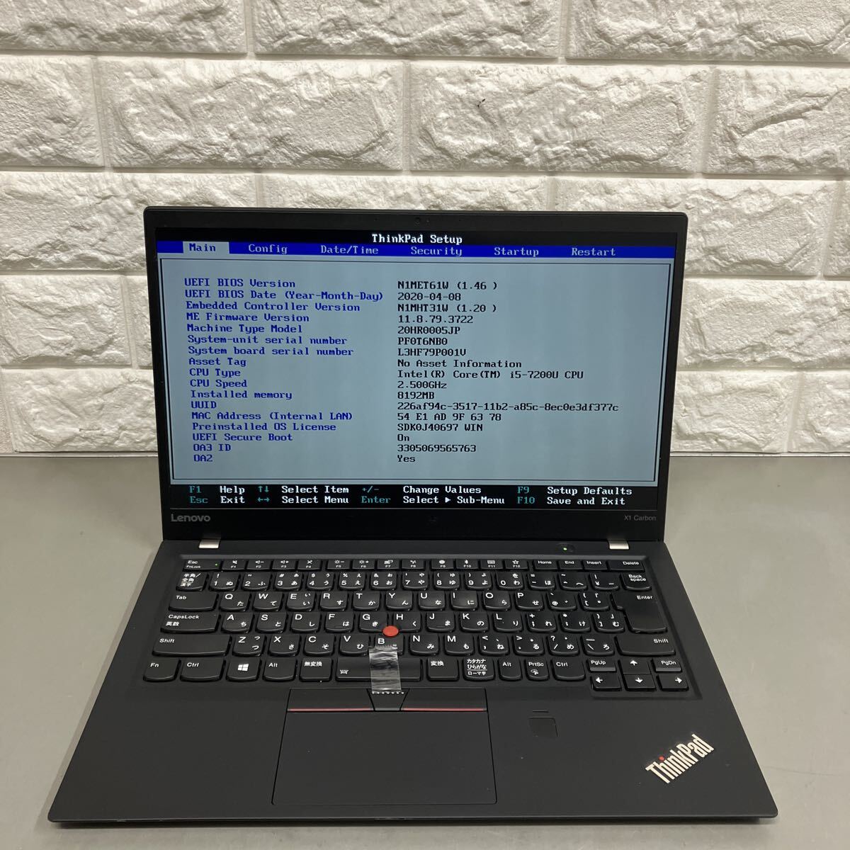 Yahoo!オークション - C166 Lenovo X1 Carbon Core i5 7200U メモリ 8G...