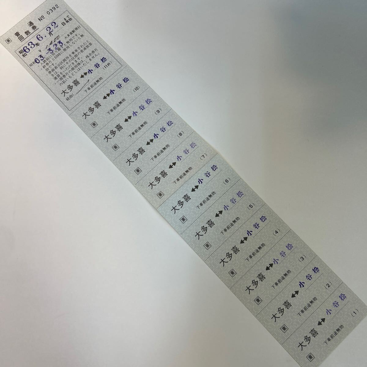 Yahoo!オークション - JR東日本 未使用普通回数券 大多喜ー小谷松 S63