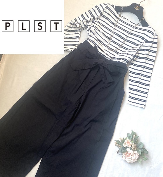 Yahoo!オークション - PLST プラステ セットアップ ボーダー コットン ...