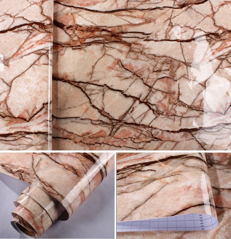 Yahoo!オークション - 大理石調 【B431 ライトブラウン 茶 61cm×10m ...