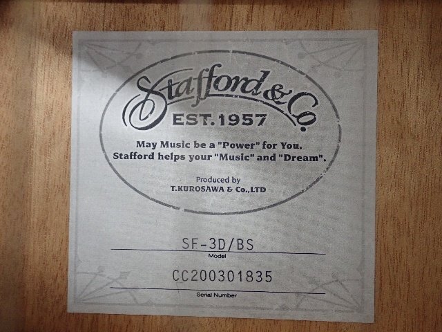 Yahoo!オークション - Stafford SF-3D/BS アコースティックギター エレ...