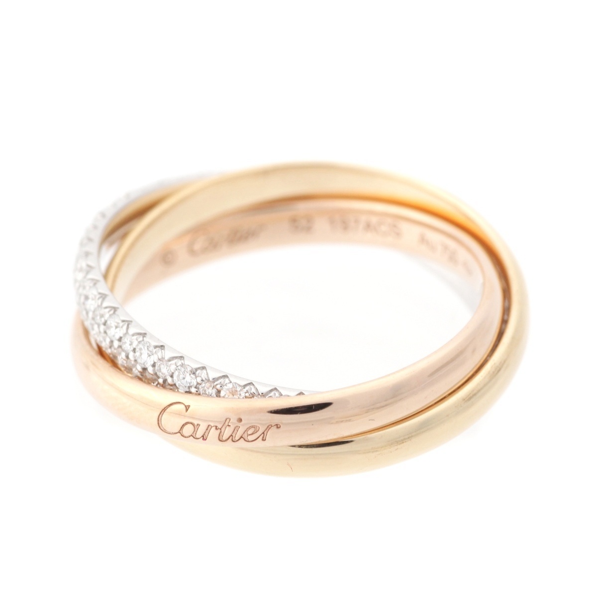 Yahoo!オークション - カルティエ トリニティ ダイヤ K18WG×K18YG×K1...