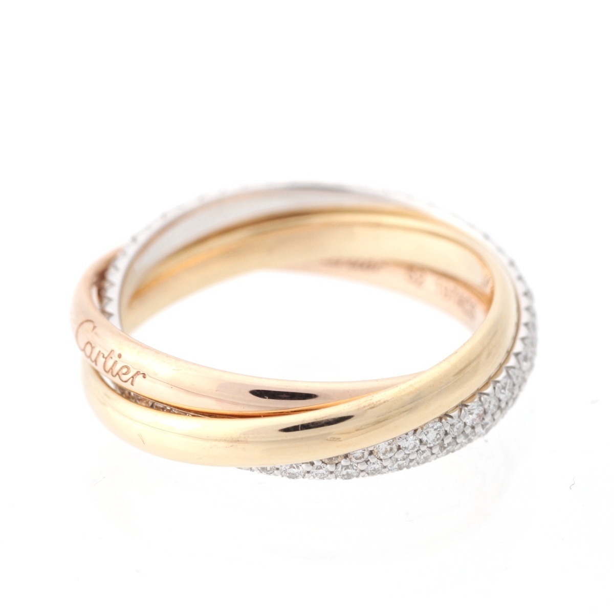 Yahoo!オークション - カルティエ トリニティ ダイヤ K18WG×K18YG×K1...