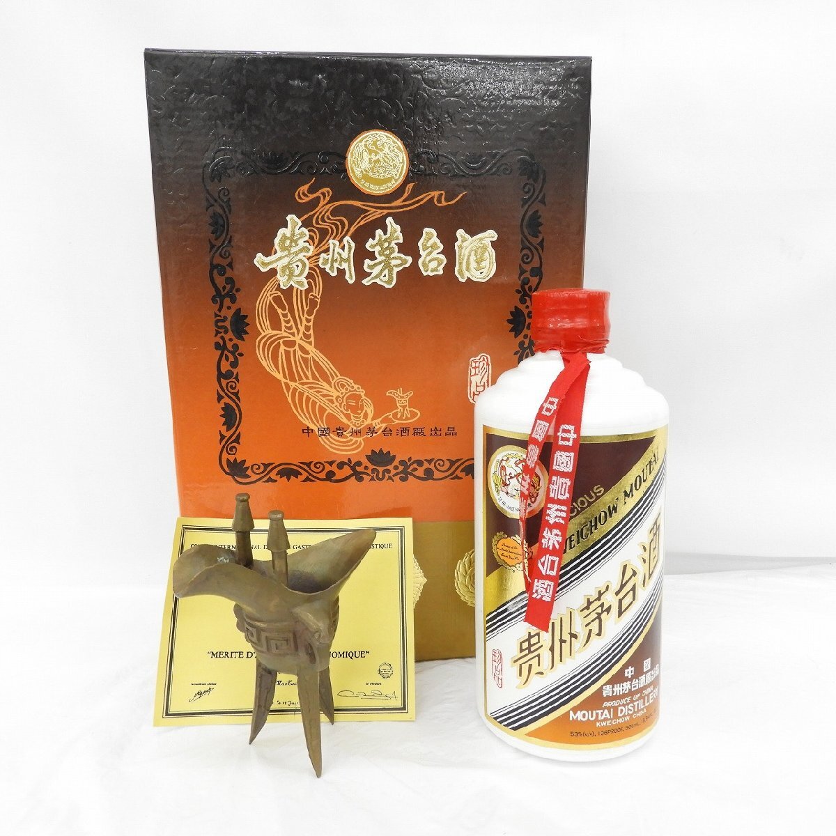 未開栓 貴州茅台酒 マオタイ酒 天女ラベル PRECIOUS ゴールドラベル MOUTAI 中国酒 500ml 53% 960g 箱/冊子/酒器付 11880169 0710(紹興酒、老酒 ...